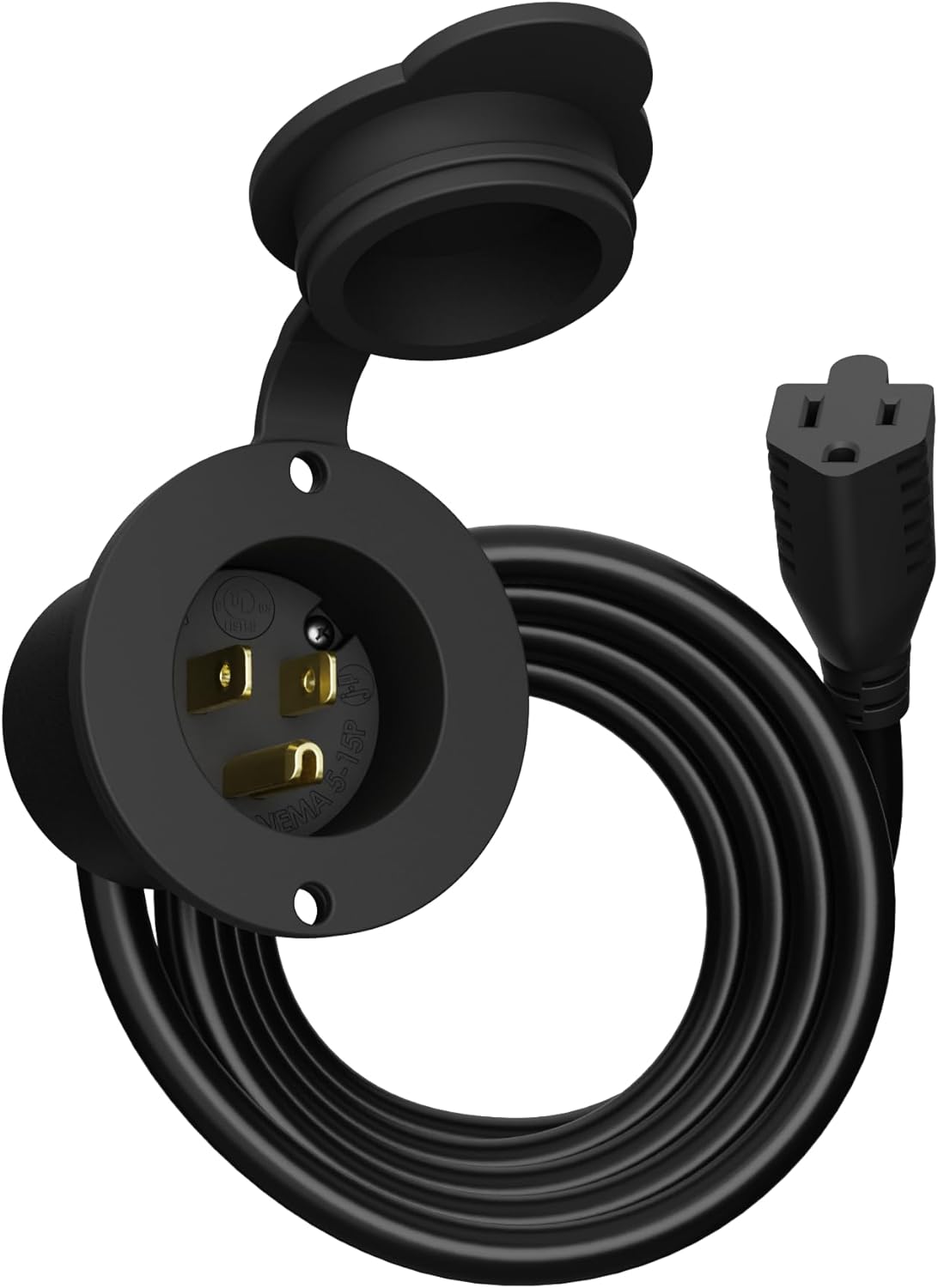 15 Amp AC Power Inlet Port Charger Plug, 110-125 Volt Socket, Waterpro