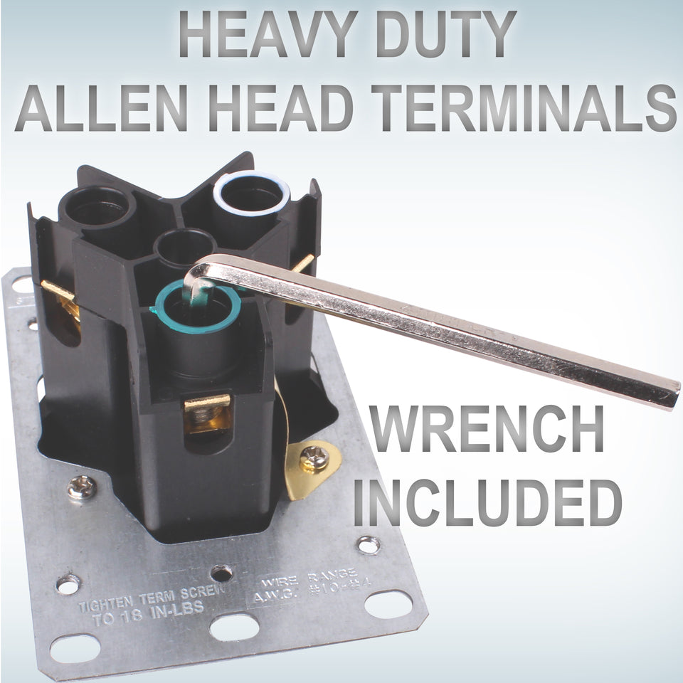 30 AMP 110V RV Electrical Outlet with Allen Head Lug Terminals, Lifeti