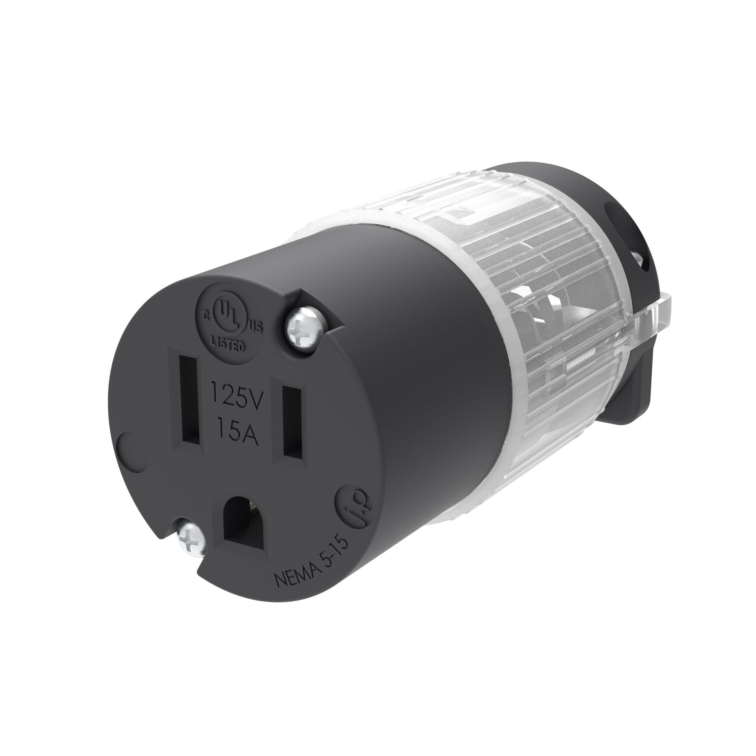 15 AMP - 125 VOLT STRAIGHT BLADE LIGHTED FEMALE CONNECTOR PLUG (NEMA 5