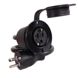 20 AMP - 125 VOLT - FLANGED POWER OUTLET PORT PLUG (NEMA 5-20R) Black