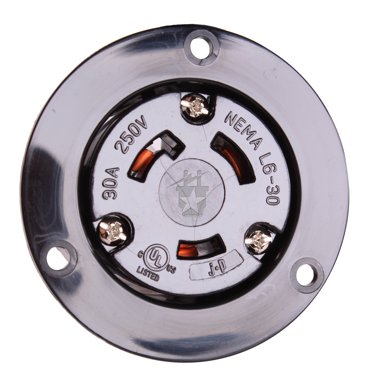 NEMA L6-30R Flanged Outlet, 30 AMP 250 Volt, Locking Receptacle Socket ...
