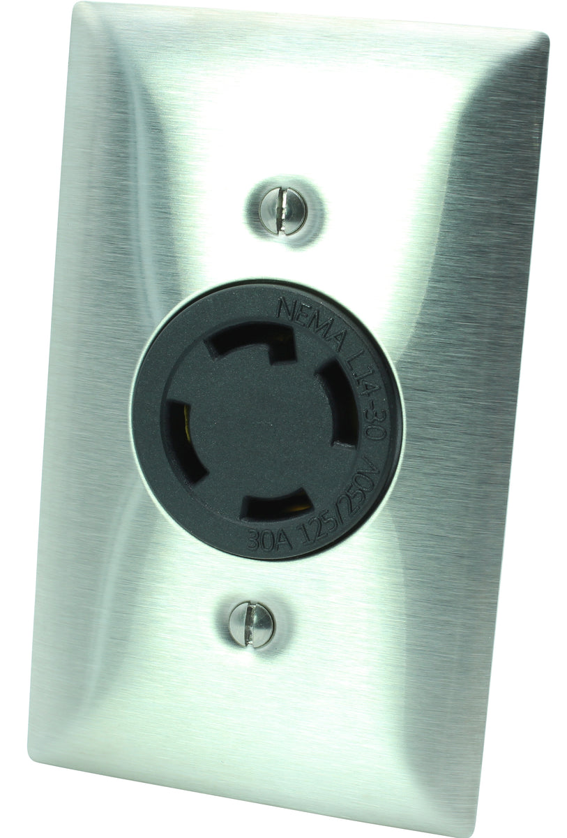NEMA L14-30R, 30A 125/250 Volt, Flush Mounting Locking Receptacle Sock ...