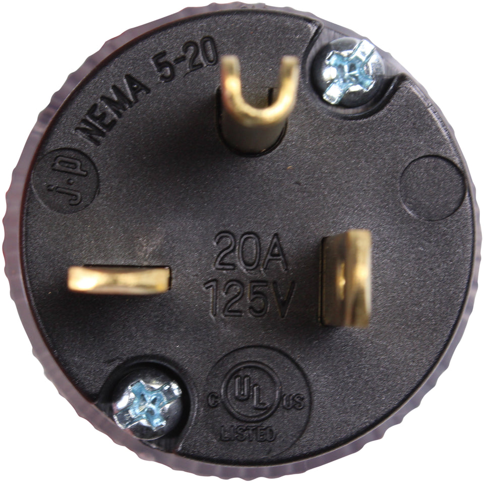 20 AMP - 125 VOLT STRAIGHT BLADE MALE PLUG (NEMA 5-20P) (HJP-520PV)